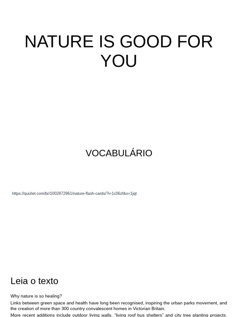 Nature Is Good For You | PDF | Foods