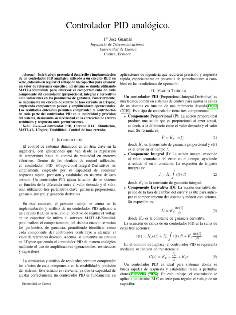 Controlador PID en Circuito RLC Analógico | PDF | Red eléctrica ...