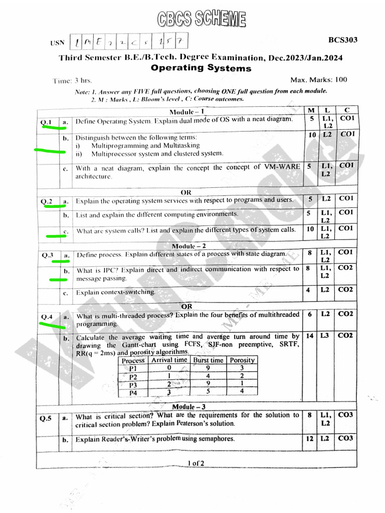 @vtucode - in OS Previous Year Paper 2022 Scheme | PDF