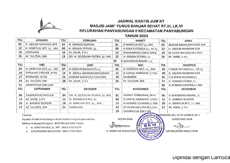 Jadwal Khatib 2024 | PDF