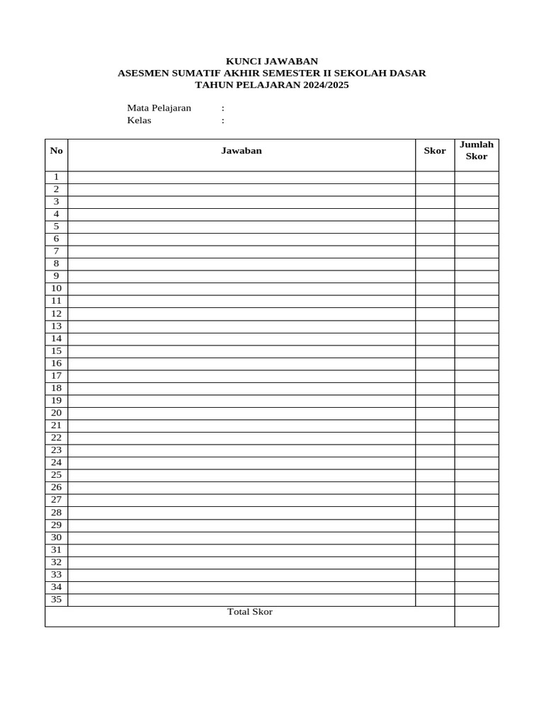 2.3.kunci Jawaban ASAS2 - Mapel Templet - Kelas | PDF