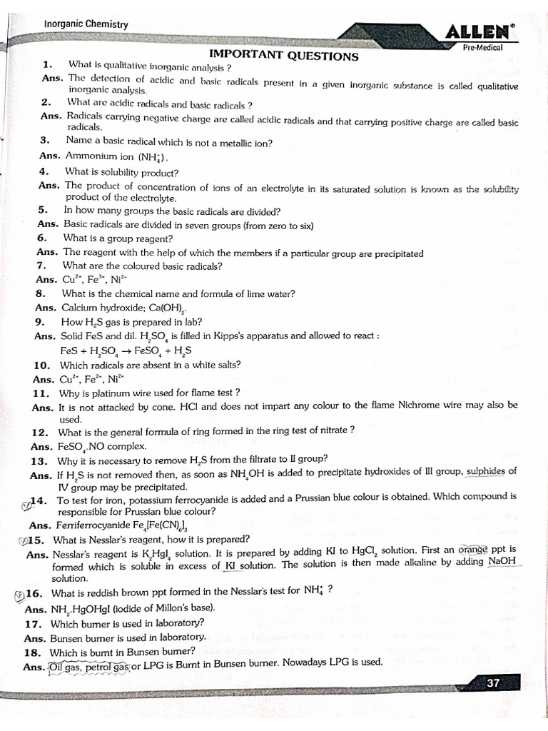 Salt Analysis Questions | PDF