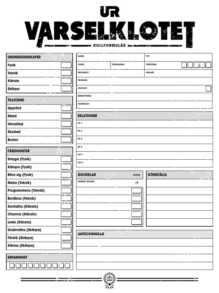 TFL Character Sheet PF SWE | PDF