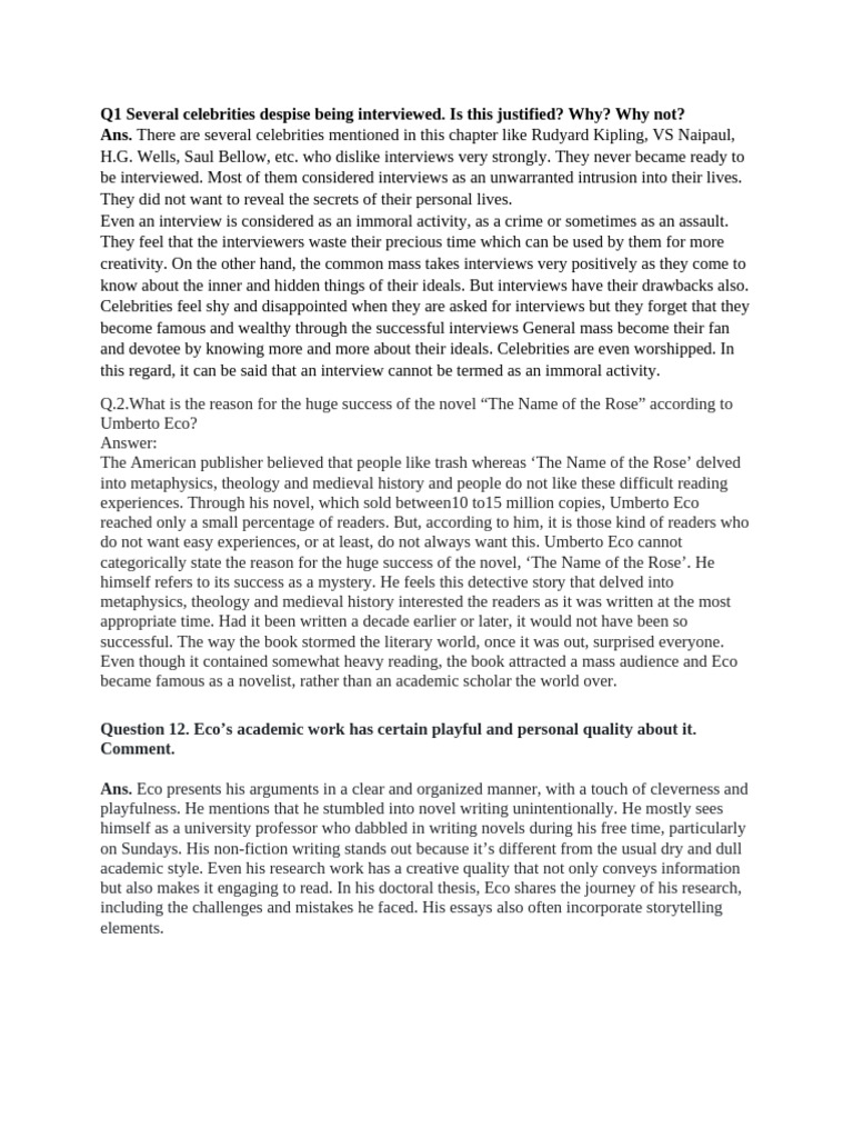 The Interview Long Answers | PDF