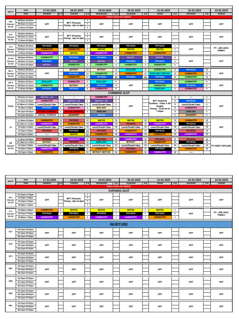 Time Table Format - 17022025studentcopyre | PDF