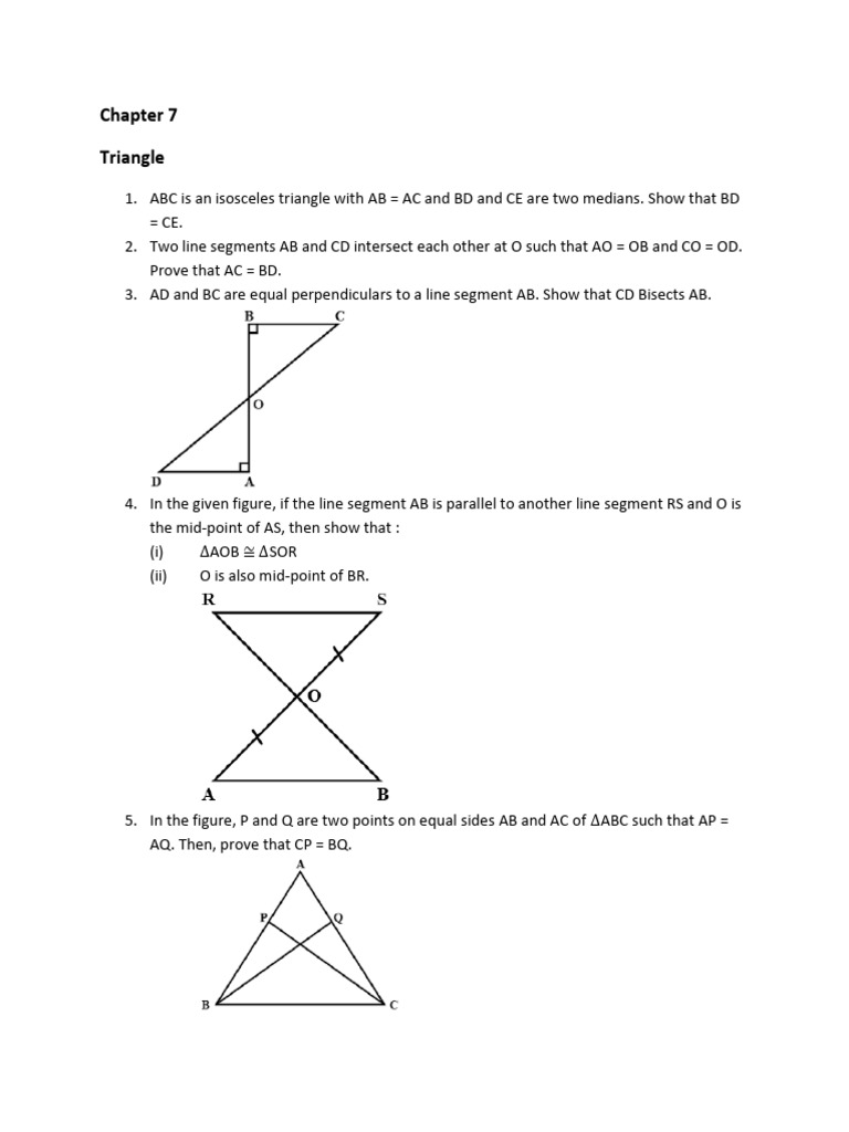 Class 9 Triangle Proof Questions | PDF | Triangle | Perpendicular