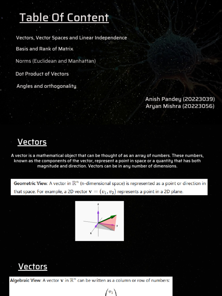 Understanding Vectors in Linear Algebra | PDF | Vector Space ...