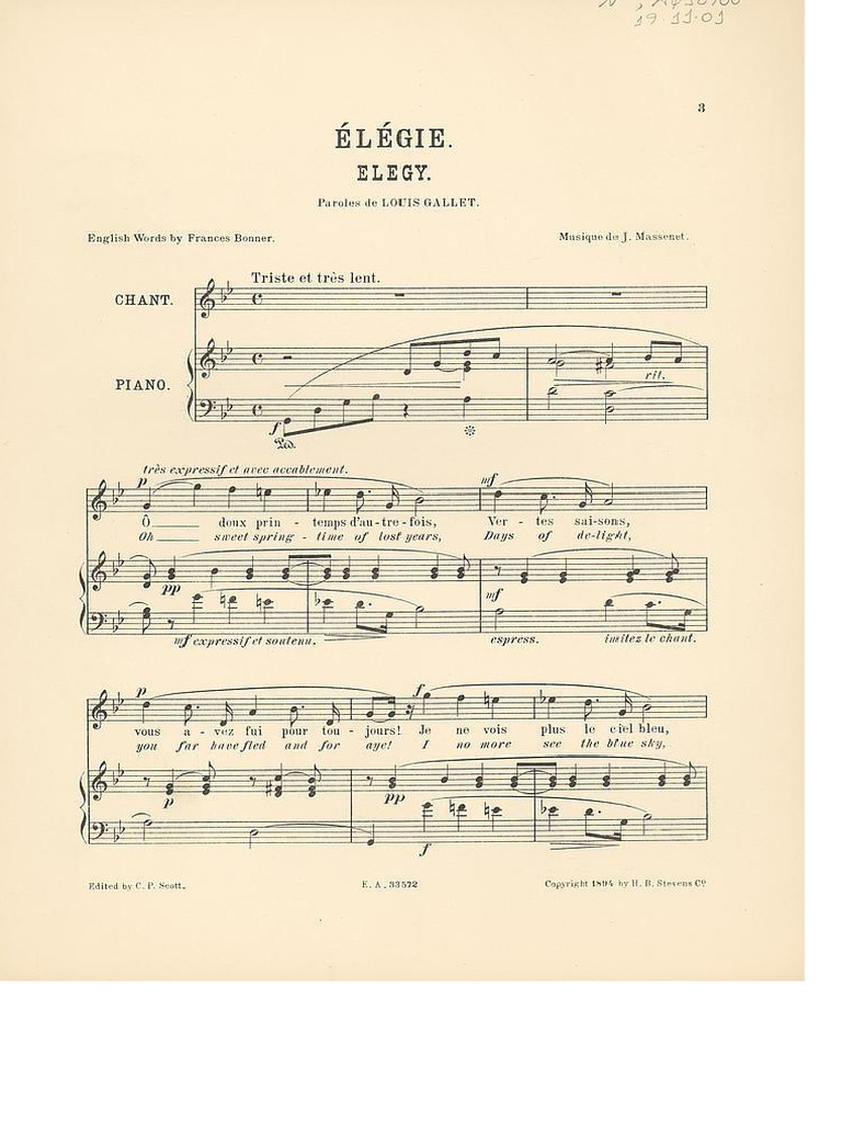 Massenet - Elegie | PDF