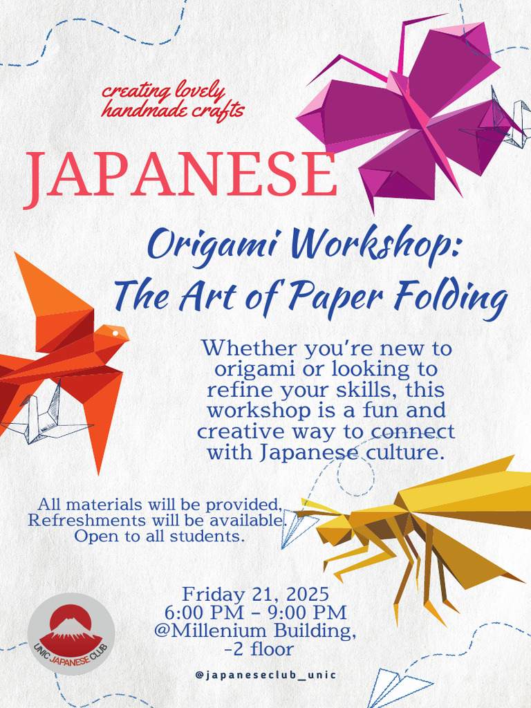 Blue Red Origami Paper Art Workshop Craft Store Flyer - 20250216 ...