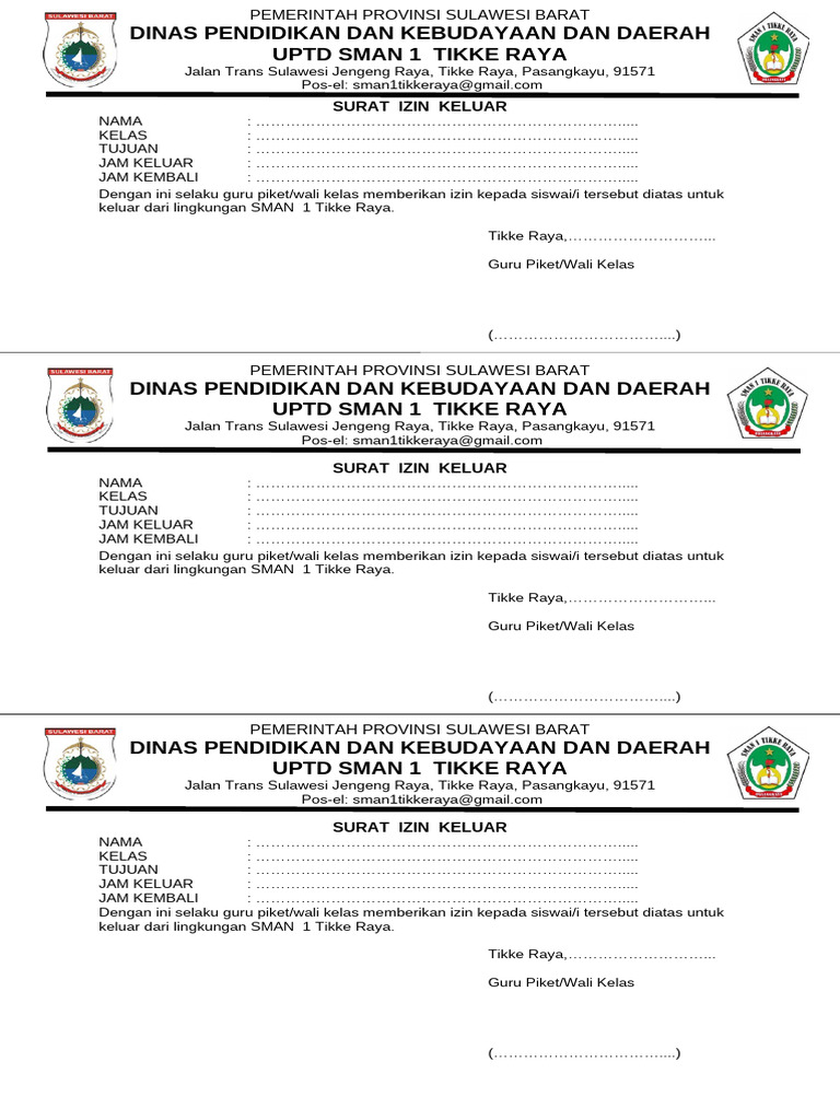 Surat Izin Keluar Baru | PDF