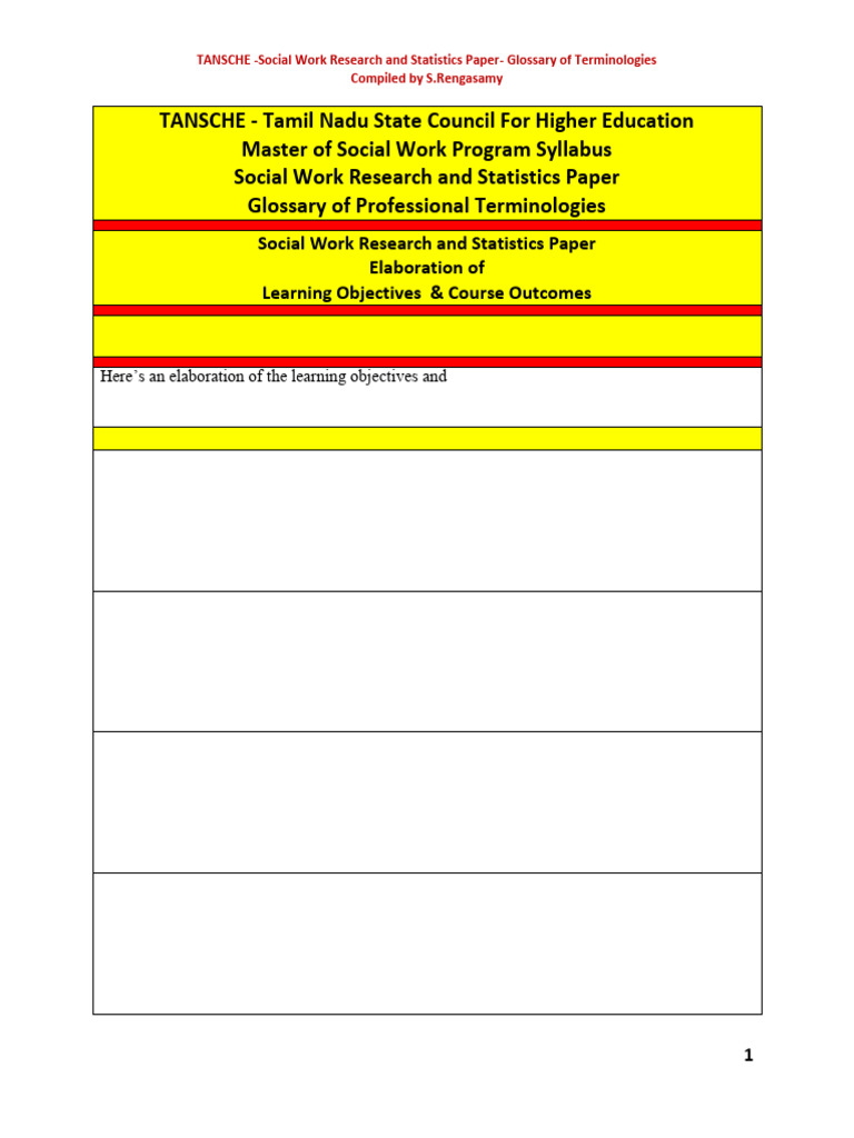 MSW Social WOrk Research and Statistics Glossary | PDF | Sampling ...