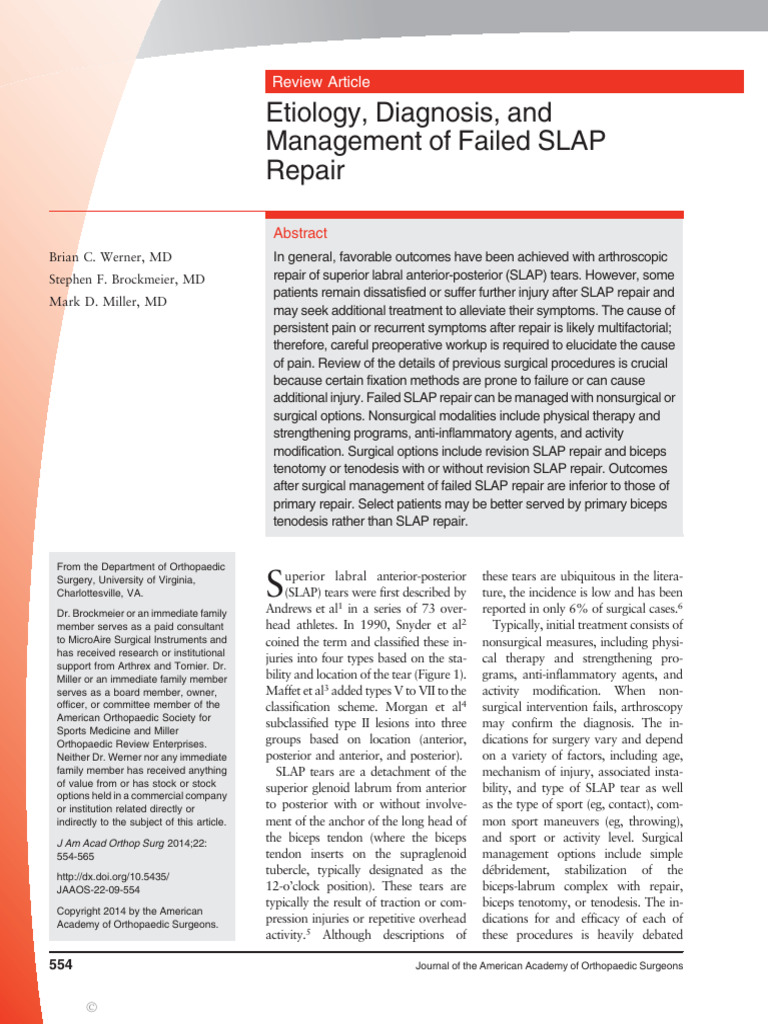 Etiology, Diagnosis, and Magnament of Failed Slap Repair | PDF ...