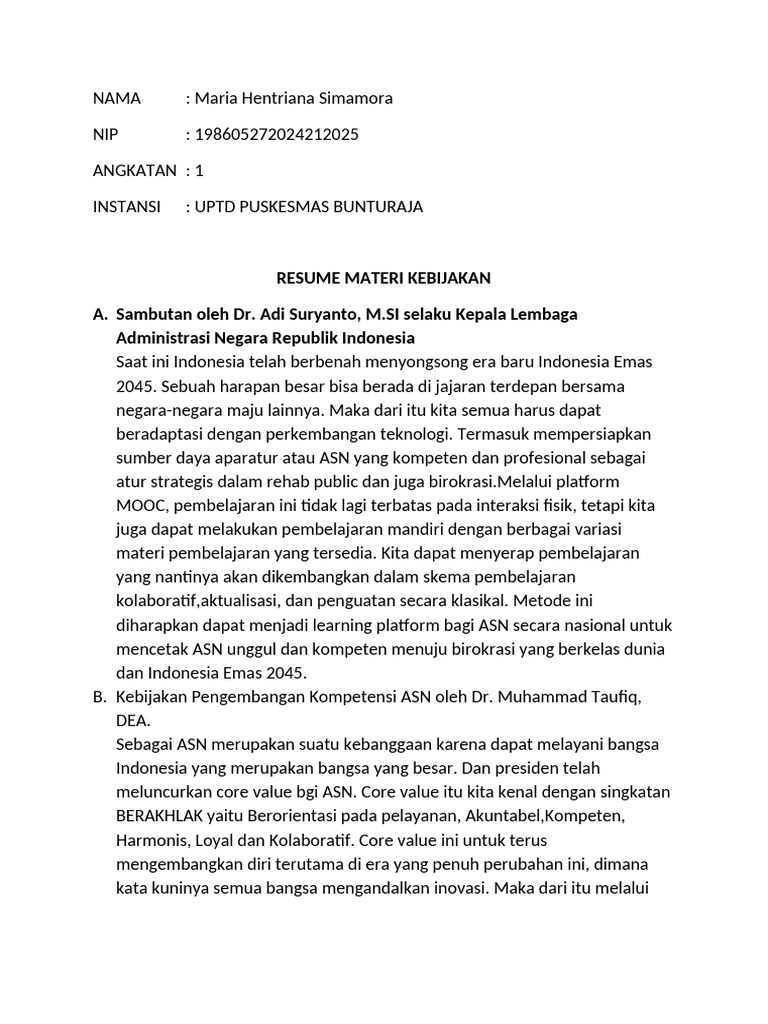 Kebijakan Pengembangan ASN Menuju 2045 | PDF