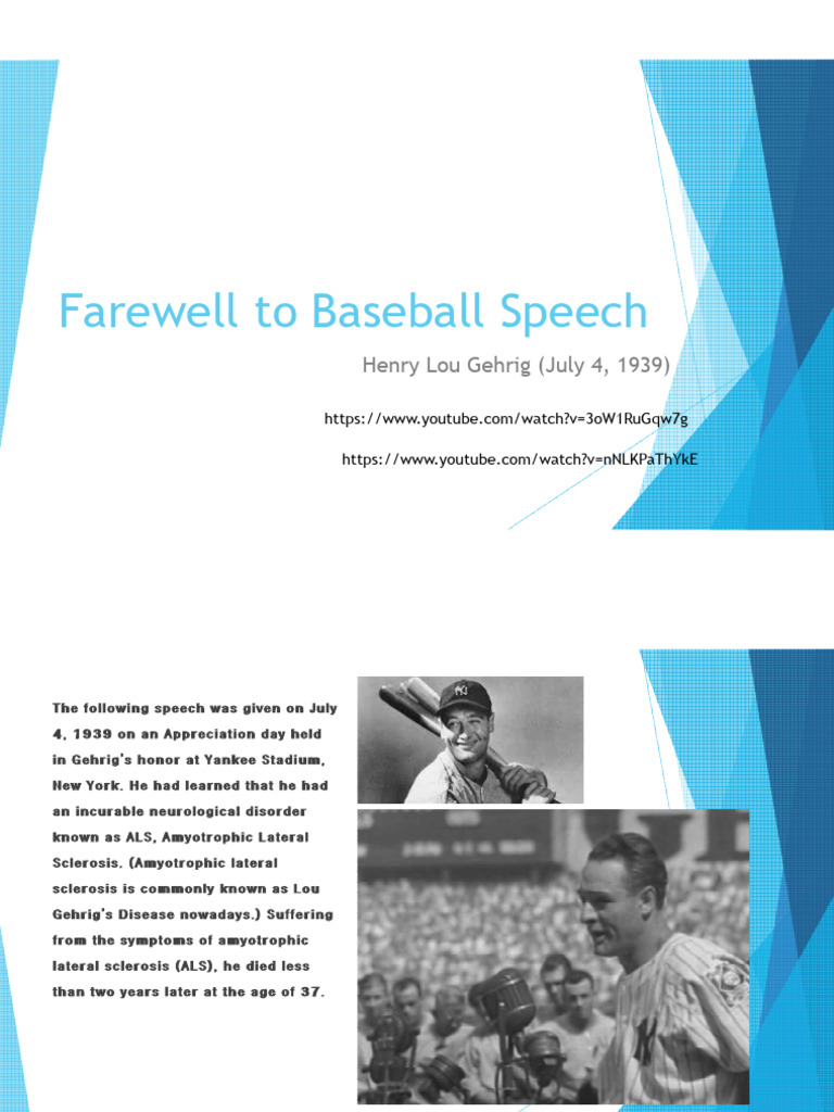 영3 Lou Gehrig Speech PPT | PDF