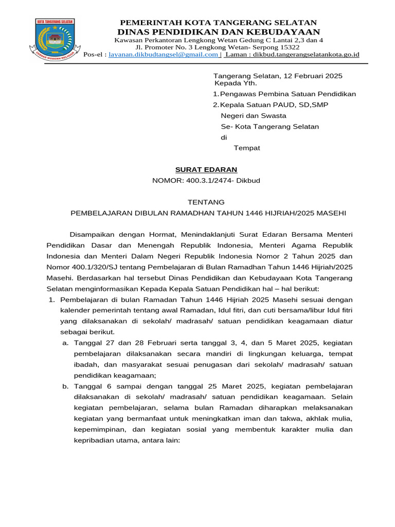 SE PEMBELAJARAN RAMADAN 2025 | PDF