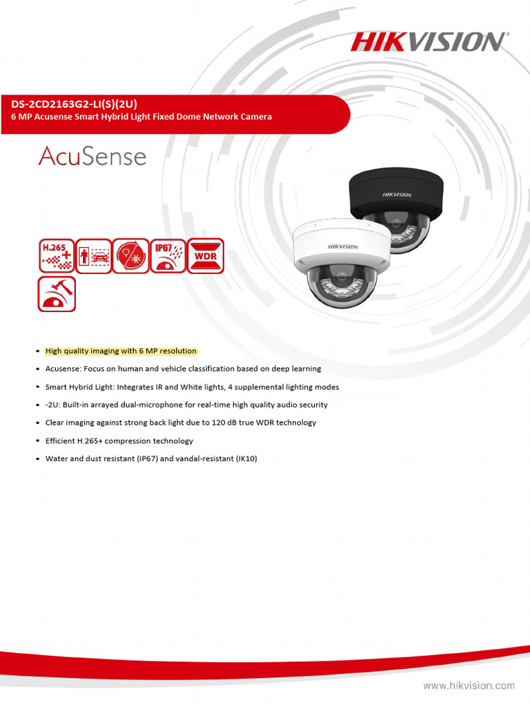 6MP Acusense Dome Camera Overview | PDF | Camera Lens | Field Of View