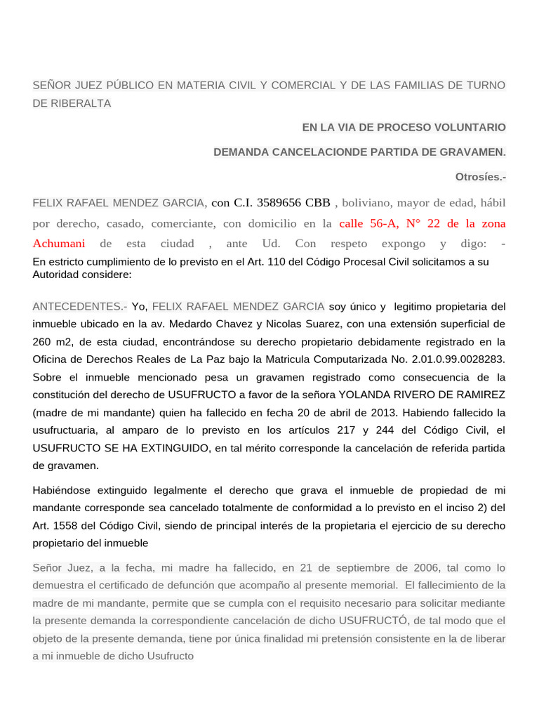 USUFRUCTO | PDF | Propiedad | Demanda judicial