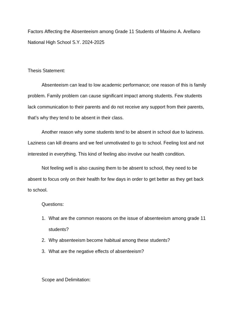 ing-the-Absenteeism-among-Grade-11-Students-of-Maximo-A | PDF ...