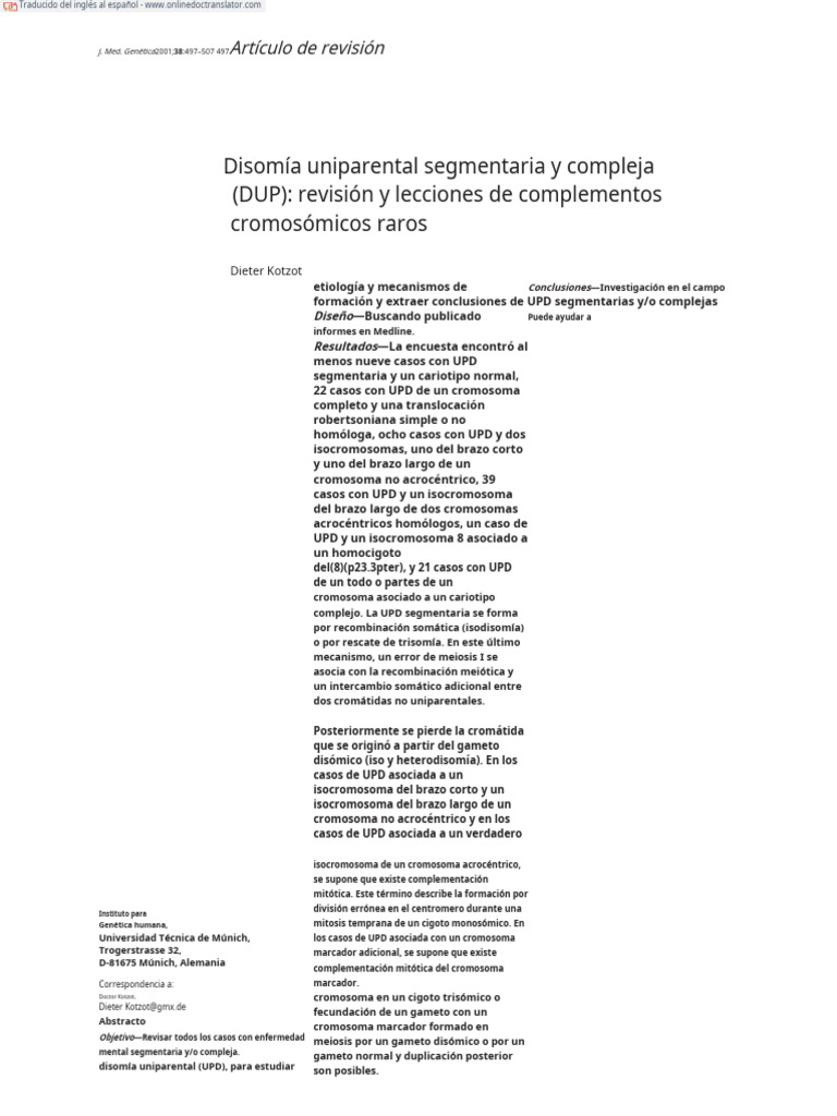 Disomia Uniparental - En.es | PDF | Mitosis | Cromosoma