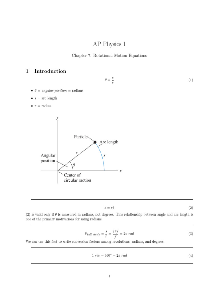 App1 Chap7 Rotationalmotion Equations | PDF | Acceleration | Torque