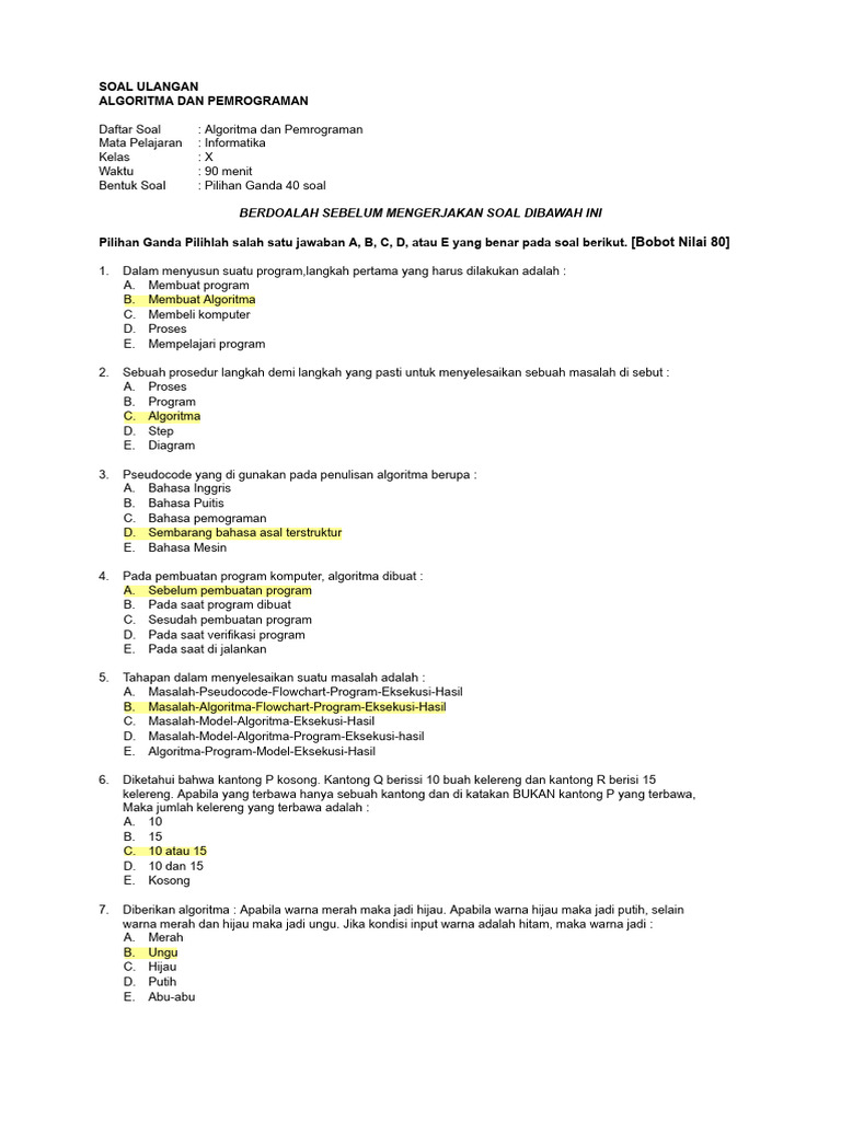 Pembahasan Soal UH | PDF