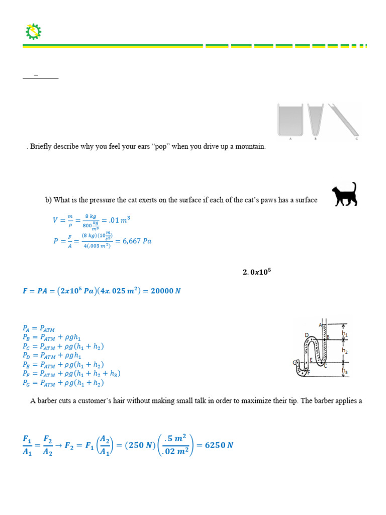 Unit 9 Problems & Solutions | PDF | Buoyancy | Pressure
