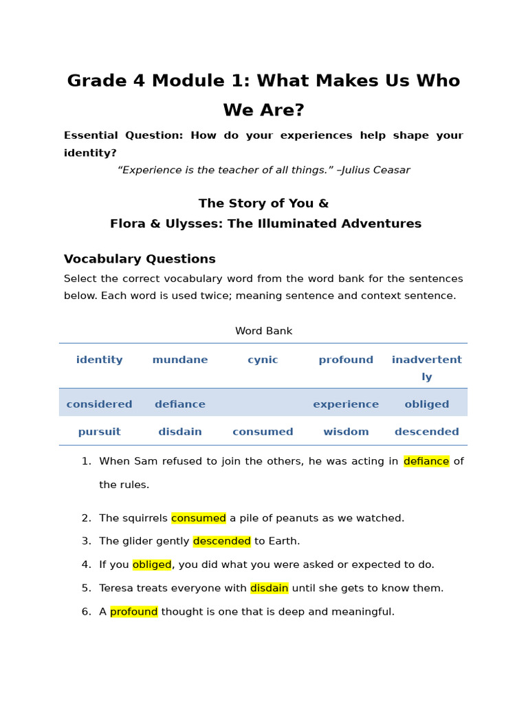 Grade 4 Into Reading Module 1 Answer Key | PDF | Narration | Essays