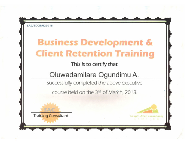 Business Dev & Client Retention Cert | PDF