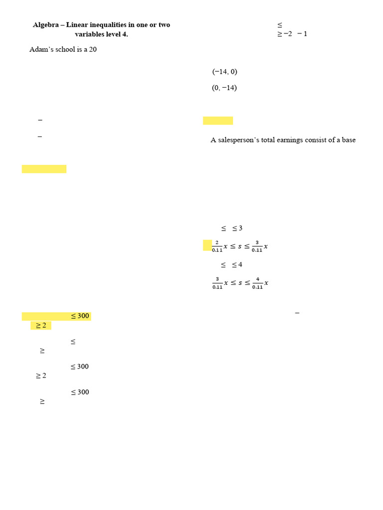 Linear Inequalities Practice Problems | PDF | Volt | Mathematics