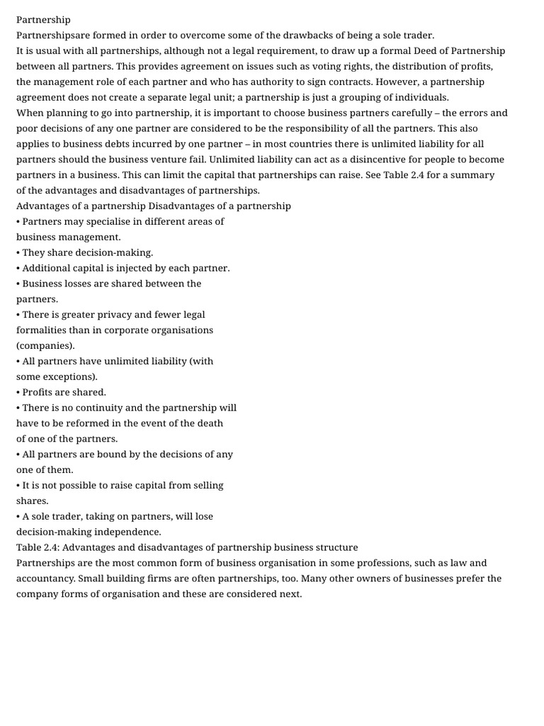 Partnership Business A Level Notes | PDF