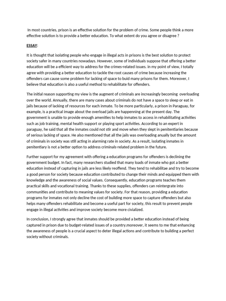 Writing Task 2 Prison and Education | PDF | Prison | Recidivism