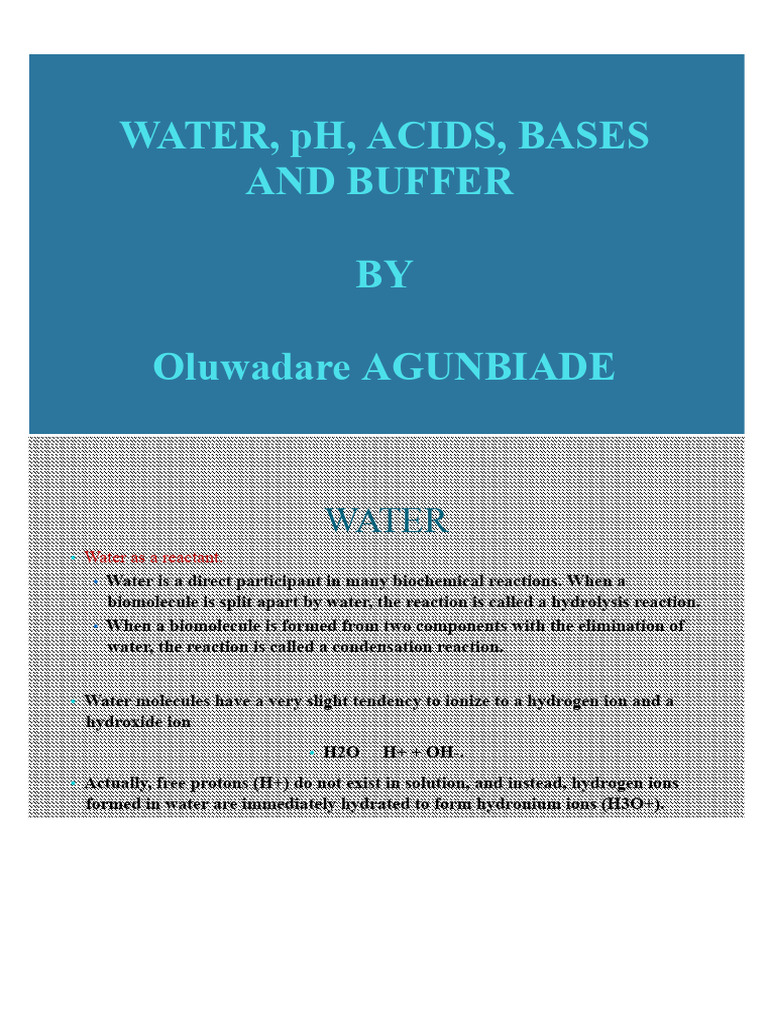 Water, Acids, Bases, and Buffers Explained | PDF | Acid | Buffer Solution