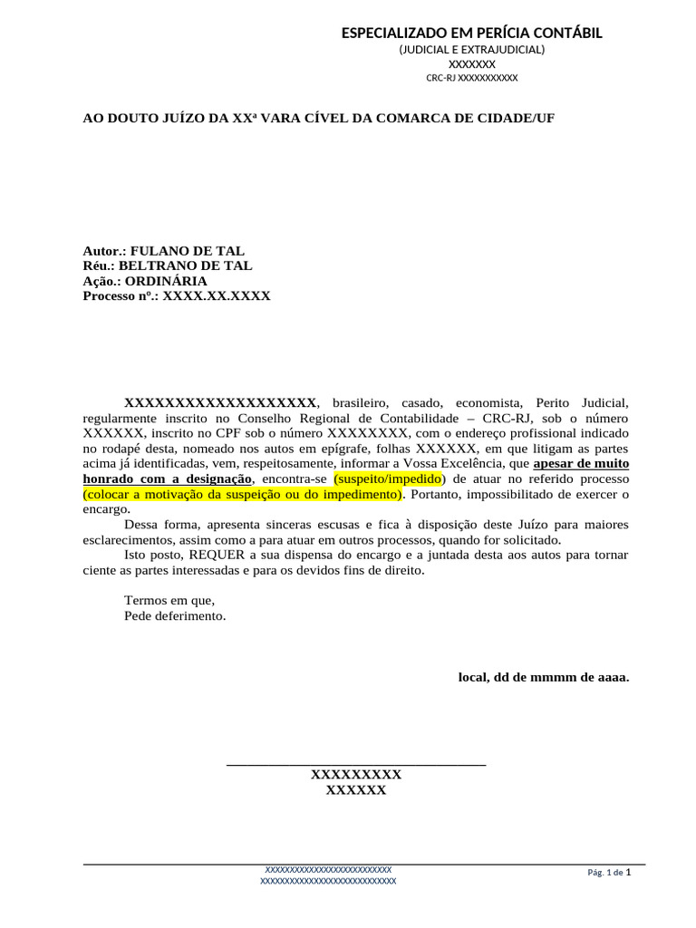 Peticao de Escusa Por Impedimento Ou Suspeicao | PDF