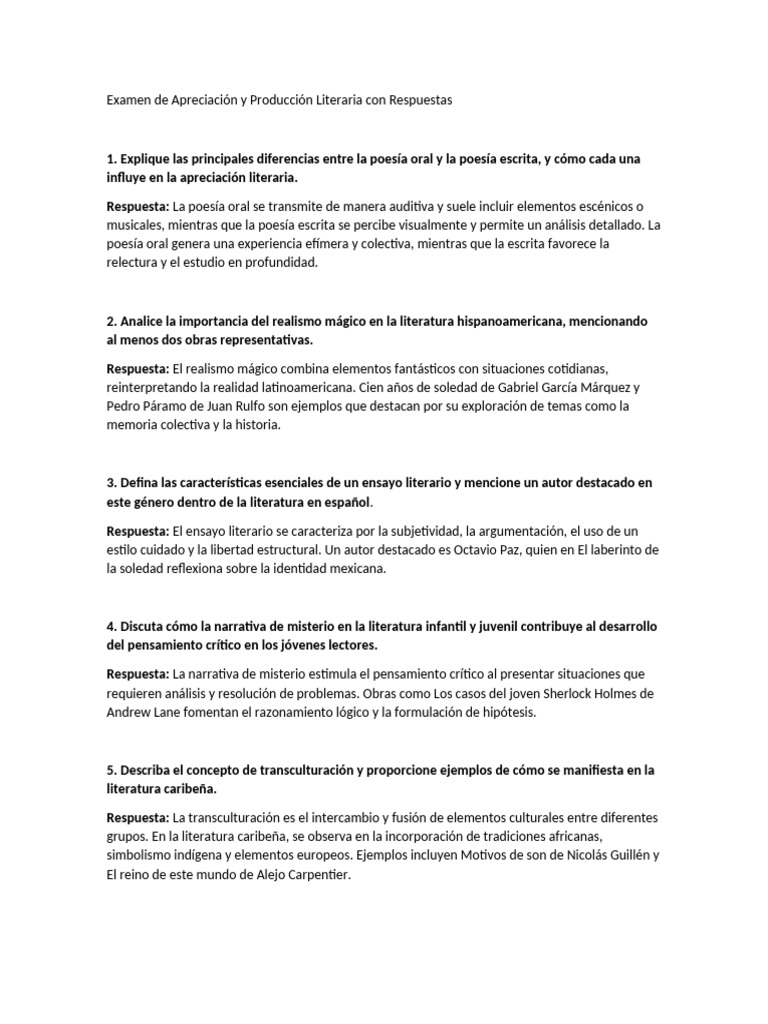 Examen de Literatura: Poesía y Narrativa | PDF | Vanguardia | Poesía