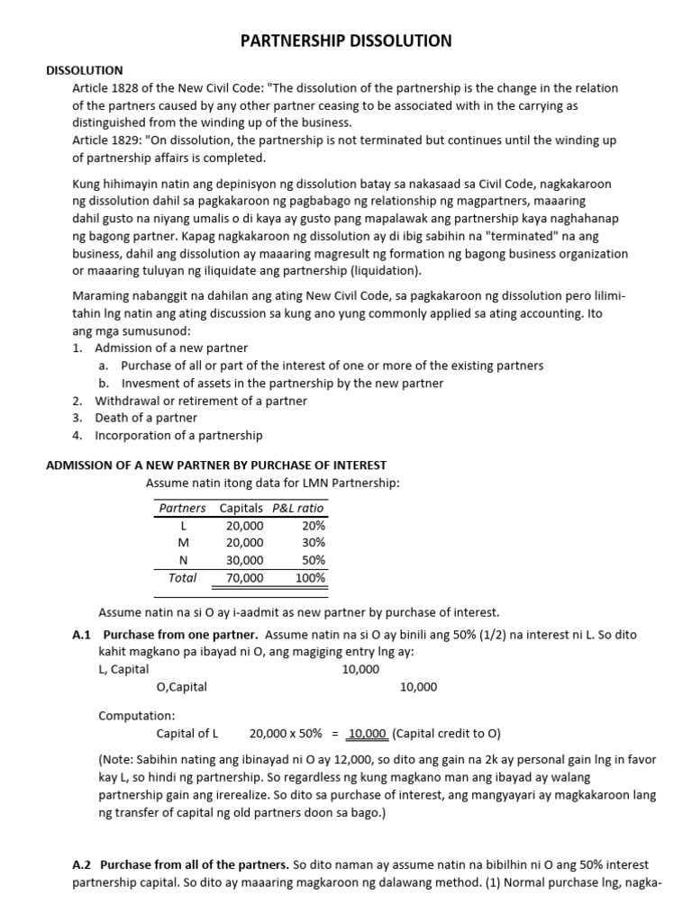 Partnership Dissolution Illustrative | PDF