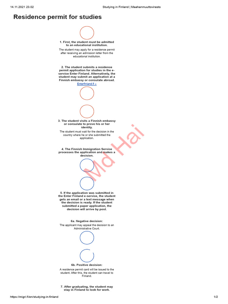 Studying in Finland - Steps (1) Watermark | PDF | Immigration | Human ...