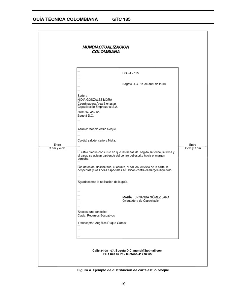 Ejemplo de carta estilo bloque GTC 185 | PDF