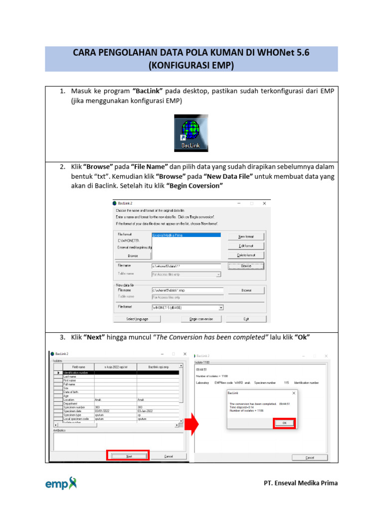 Panduan WHONet 5.6 untuk EMP | PDF