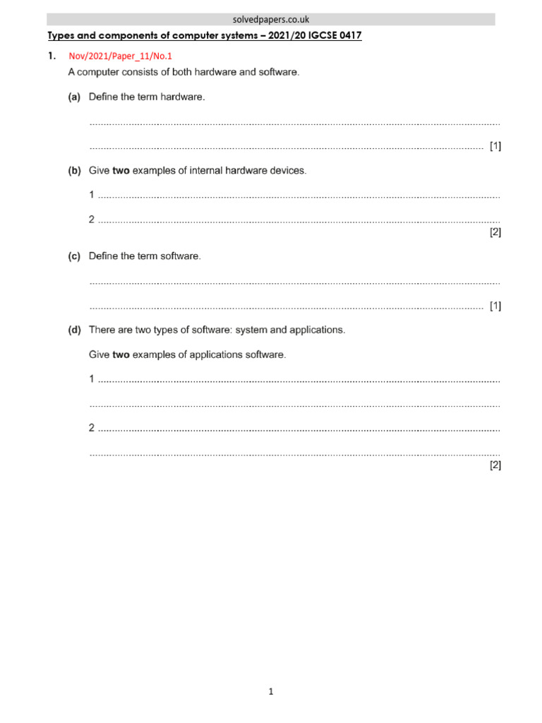IGCSE Computer Systems Past Papers | PDF