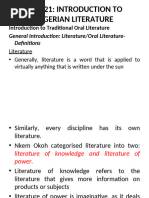Oral Literature Notes | PDF | Storytelling | Narrative