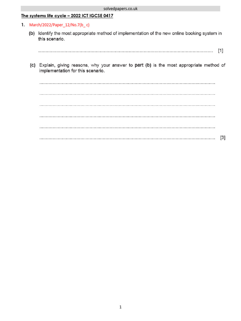 2022 The Systems Life Cycle IGCSE 0417 | PDF