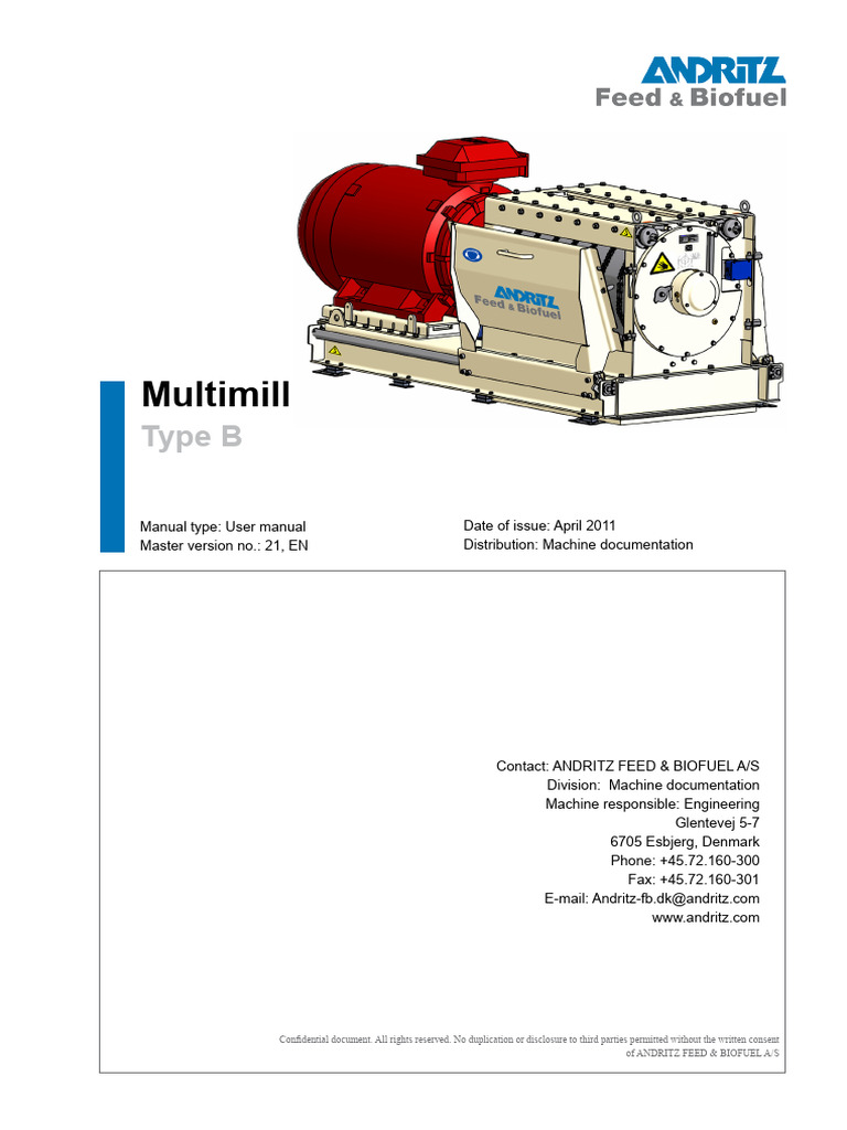 Multimill B User Manual Overview | PDF | Mill (Grinding)