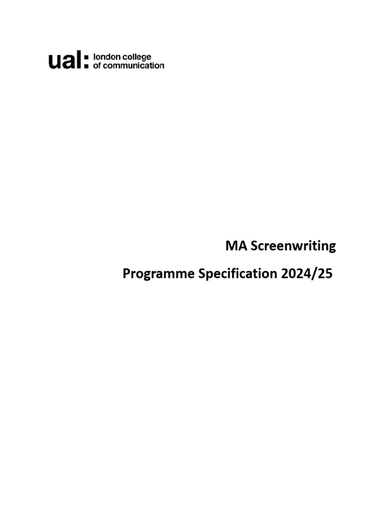 MA Screenwriting Programme Specification 24.25 | PDF | Screenwriting ...