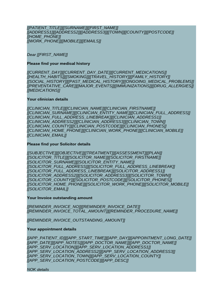 Patient Letter Template Using Rich Text Editor | PDF