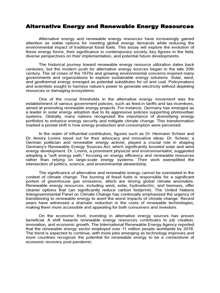 Renewable Energy: Future and Impact | PDF | Renewable Energy | Energy ...