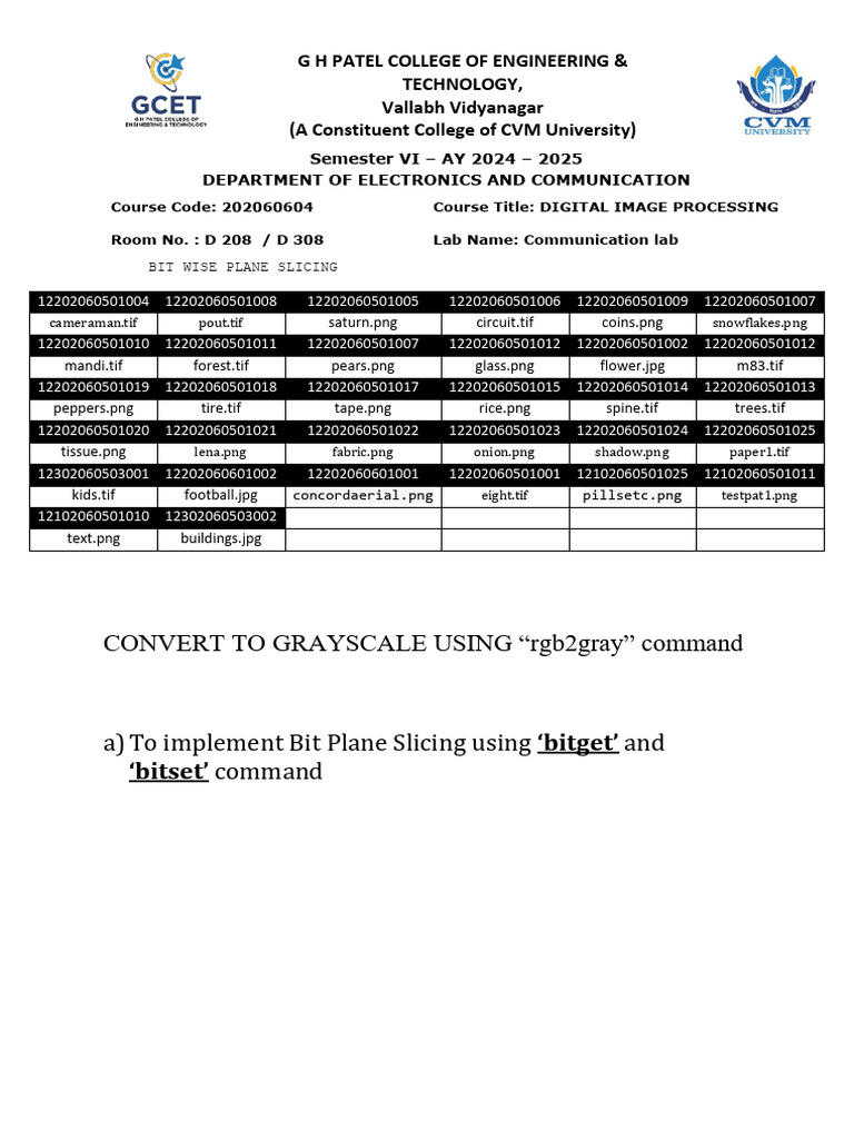 Bit Plane Slicing Guide | PDF