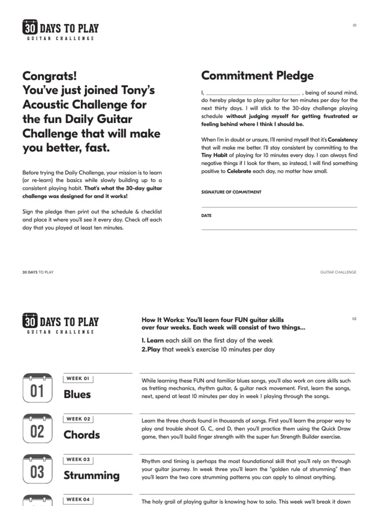 Beginner's 30-Day Guitar Challenge | PDF | Guitars | String Instruments