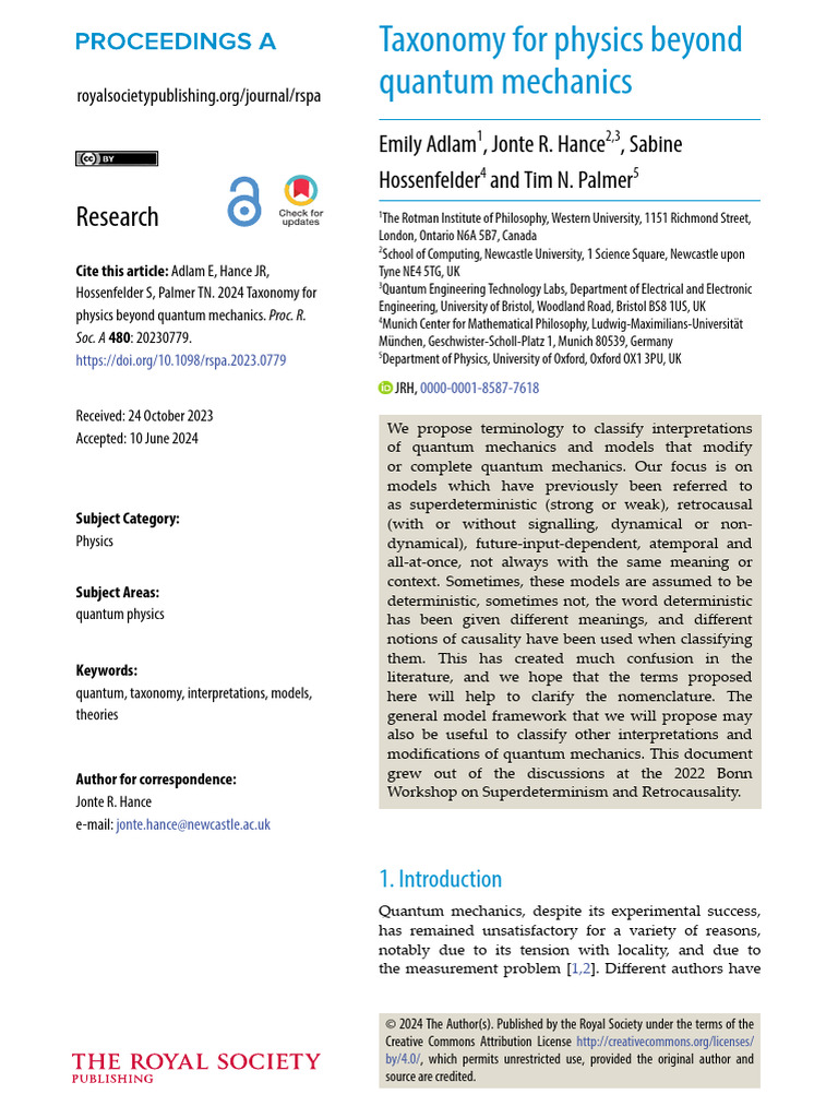 Taxonomy_for_physics_beyond_quantum_mechanics | PDF | Quantum Entanglement | Determinism
