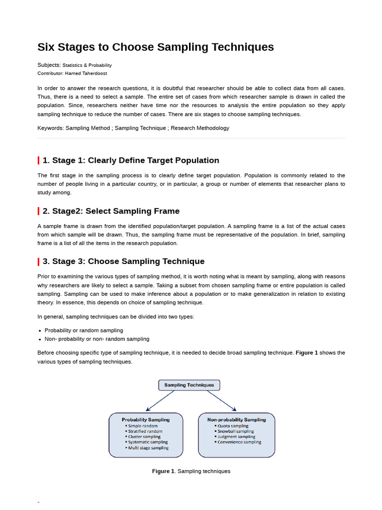 Six Stages To Choose Sampling Techniques 2 | PDF | Sample Size Determination | Sampling (Statistics)