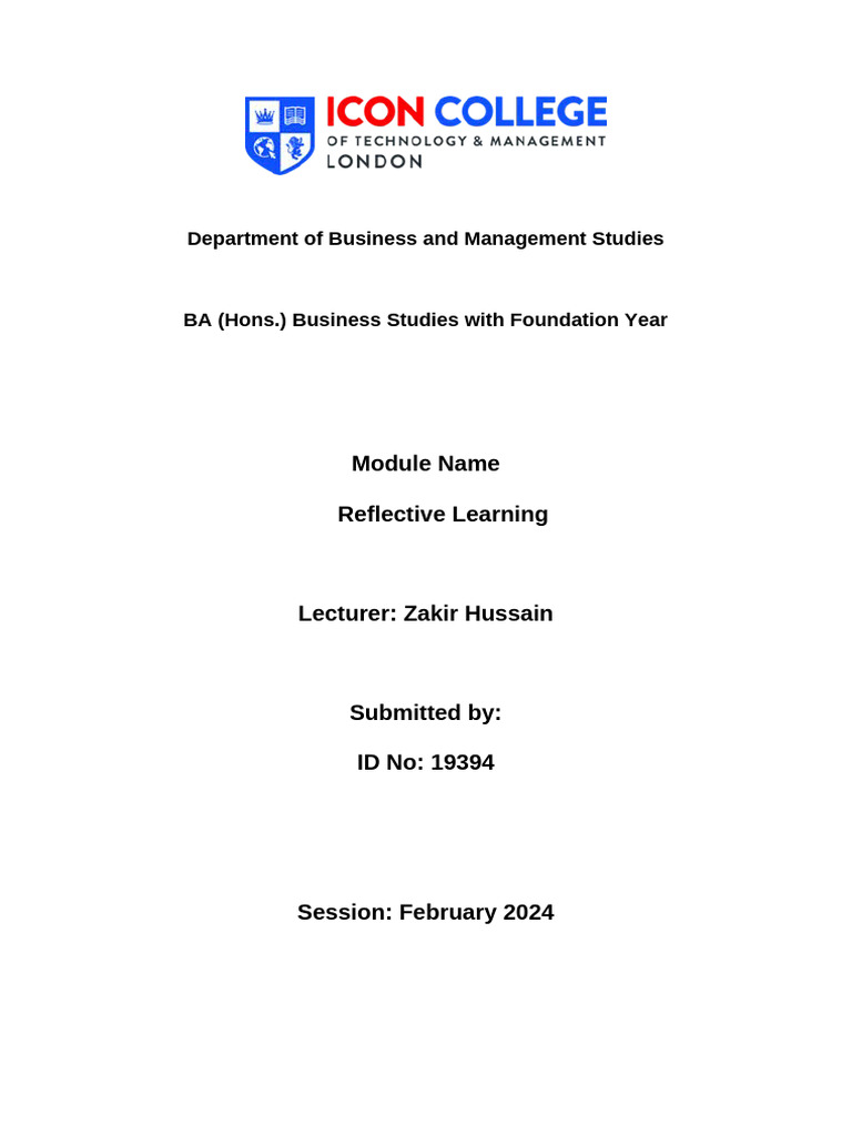 FDY00720.23 Reflective Learning | PDF | Learning | Experience